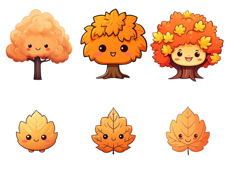 Kawaii Fall Clipart, PNG, Transparent Clipart, Commercial Use, Autumn ...