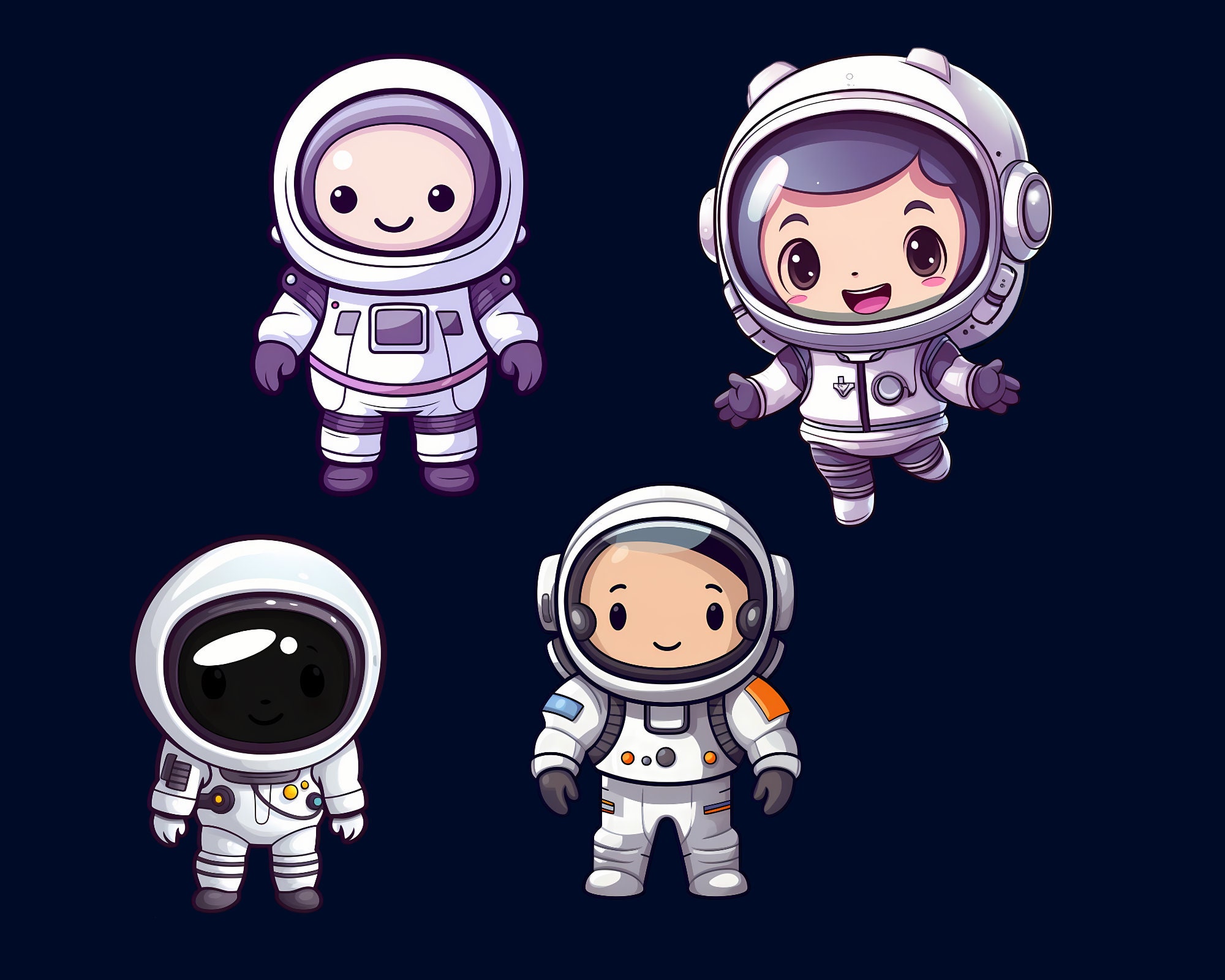 Astronaut Clipart Kawaii Astronaut Stickers Transparent PNG Toppers ...