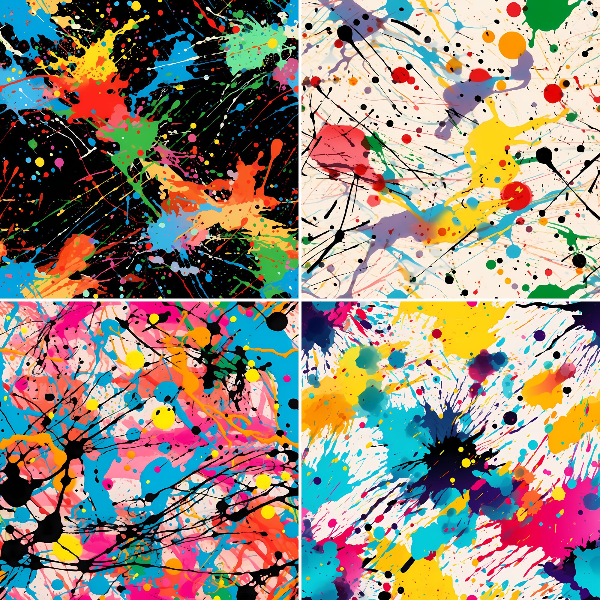 Paint Splatter Digital Paper, Seamless Pattern, PNG, Scrapbook Paper ...