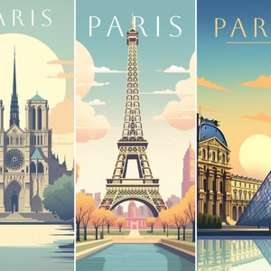 Paris Digital Posters, Set of 3, Printable Digital Art, Wall Art, Home ...