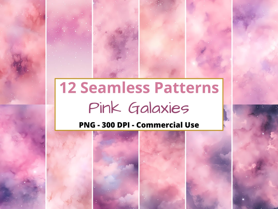 Pink Galaxies Digital Paper, Seamless Pattern, PNG, Scrapbook Paper ...