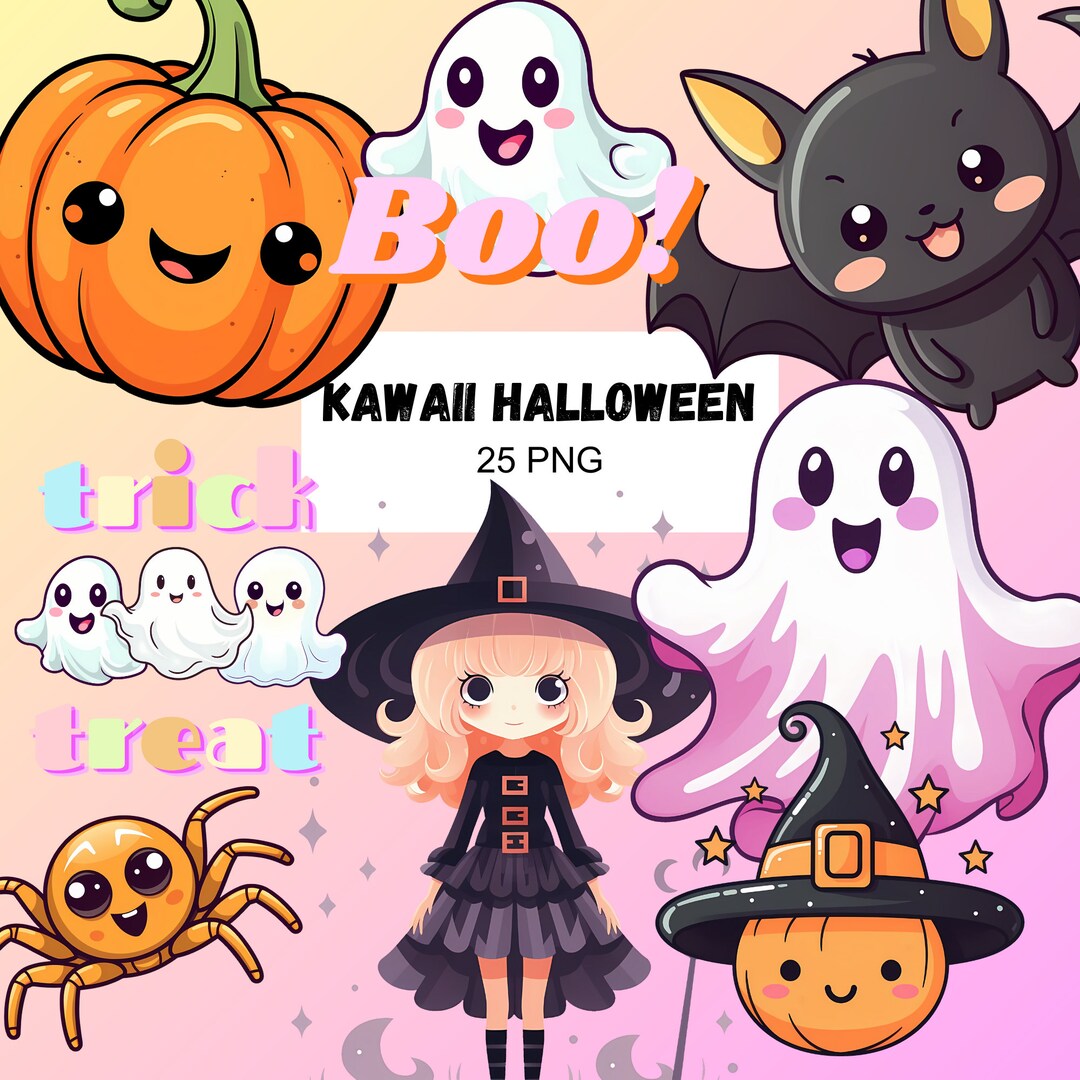 Kawaii Halloween Clipart, PNG, Transparent Clipart, Commercial Use ...