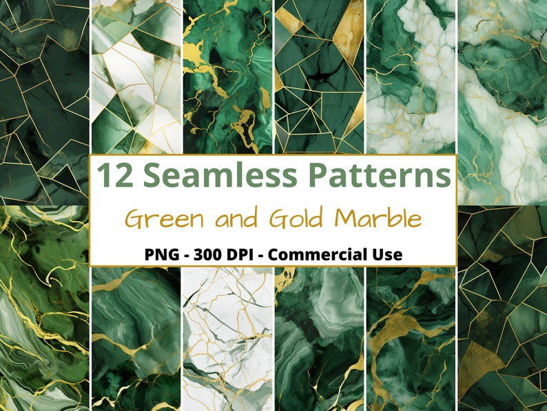 Marble Patterns Green and Gold Marble Repeating Pattern Seamless Marble ...