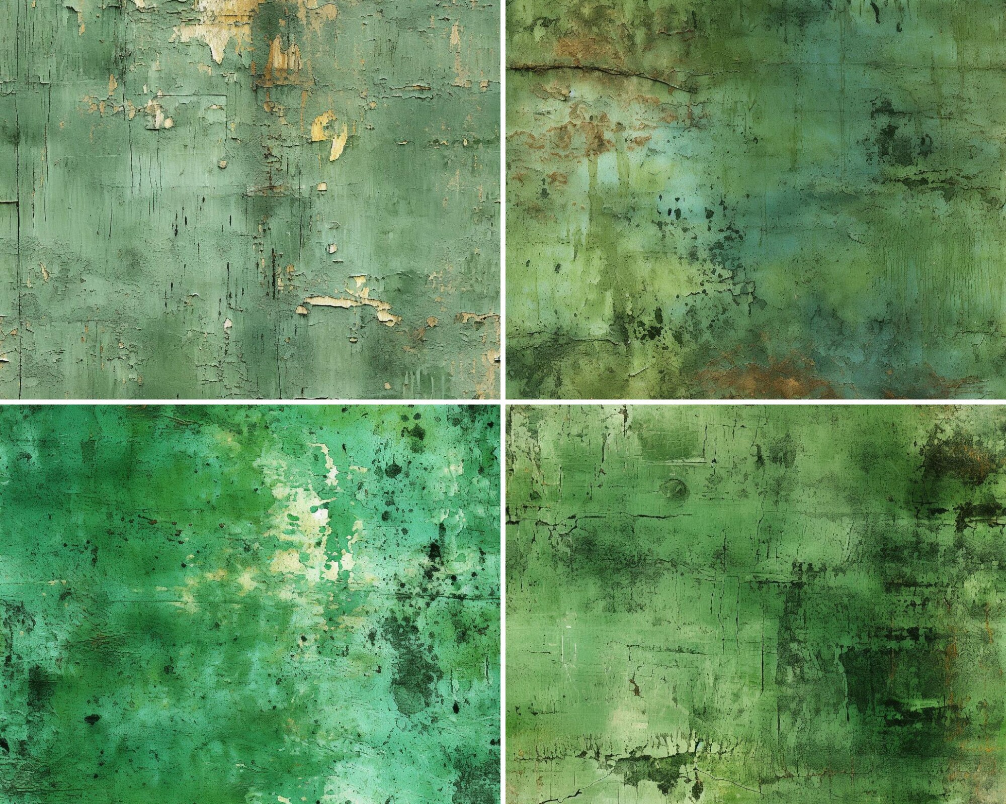 Distressed Green Textures Digital Paper, Seamless Pattern, PNG ...