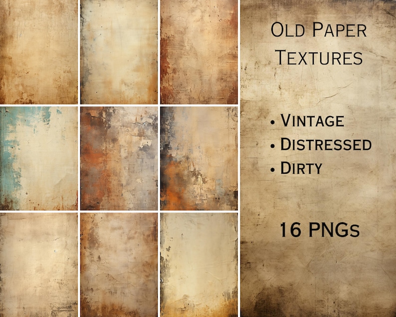 Old Distressed Paper Textures, Digital, Vintage Paper, Antique Paper ...