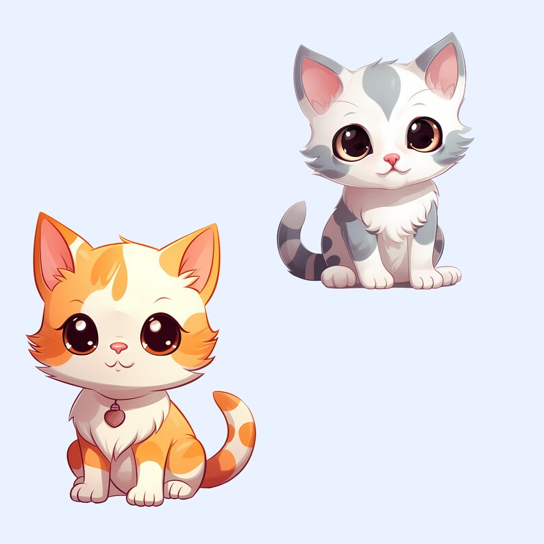 Cute Kittens Clipart Kawaii Cat PNG Kitten Sticker Cat Tshirt Kid T ...