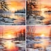 Sunset Backgrounds Winter Watercolor Backdrops Sunset Scrapbook Paper ...