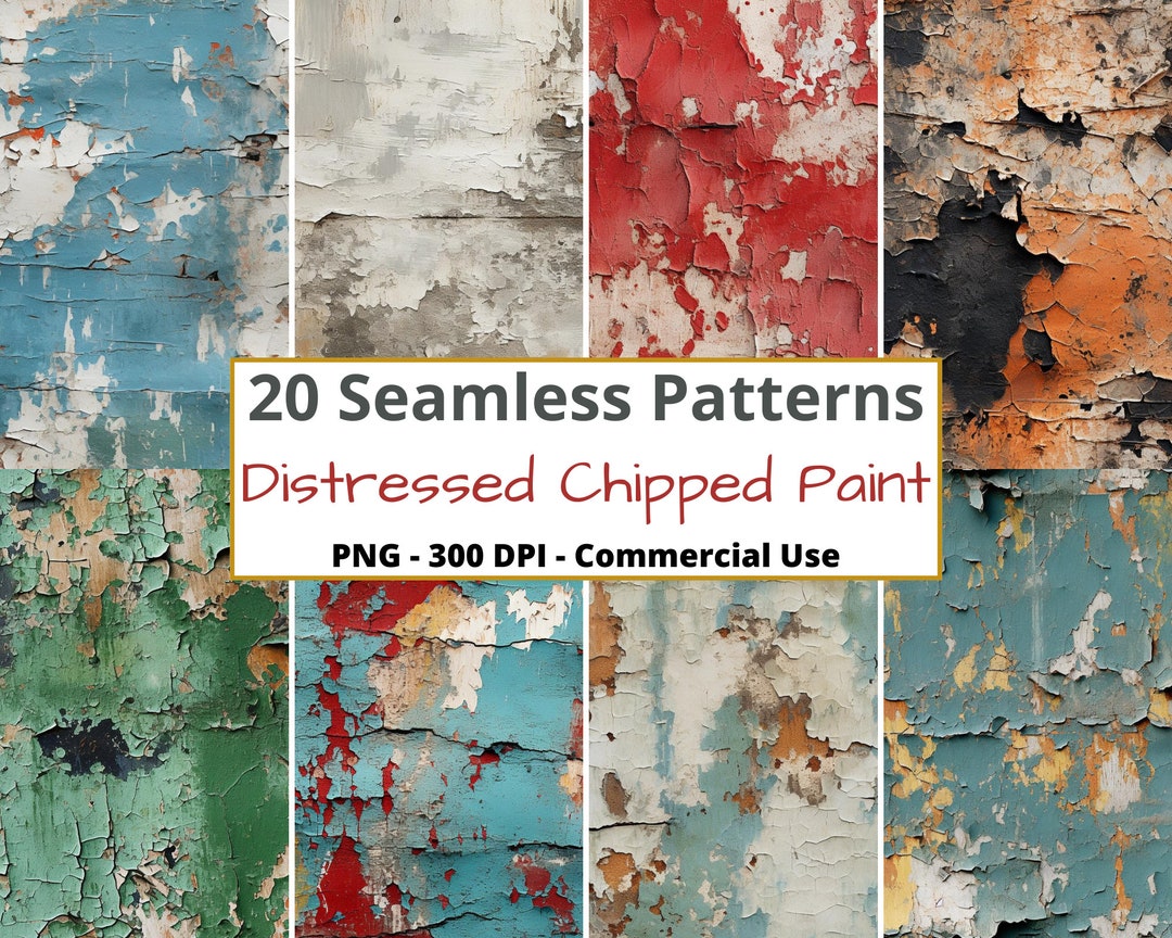 Distressed and Chipped Paint Seamless Patterns, Digital Paper Files ...