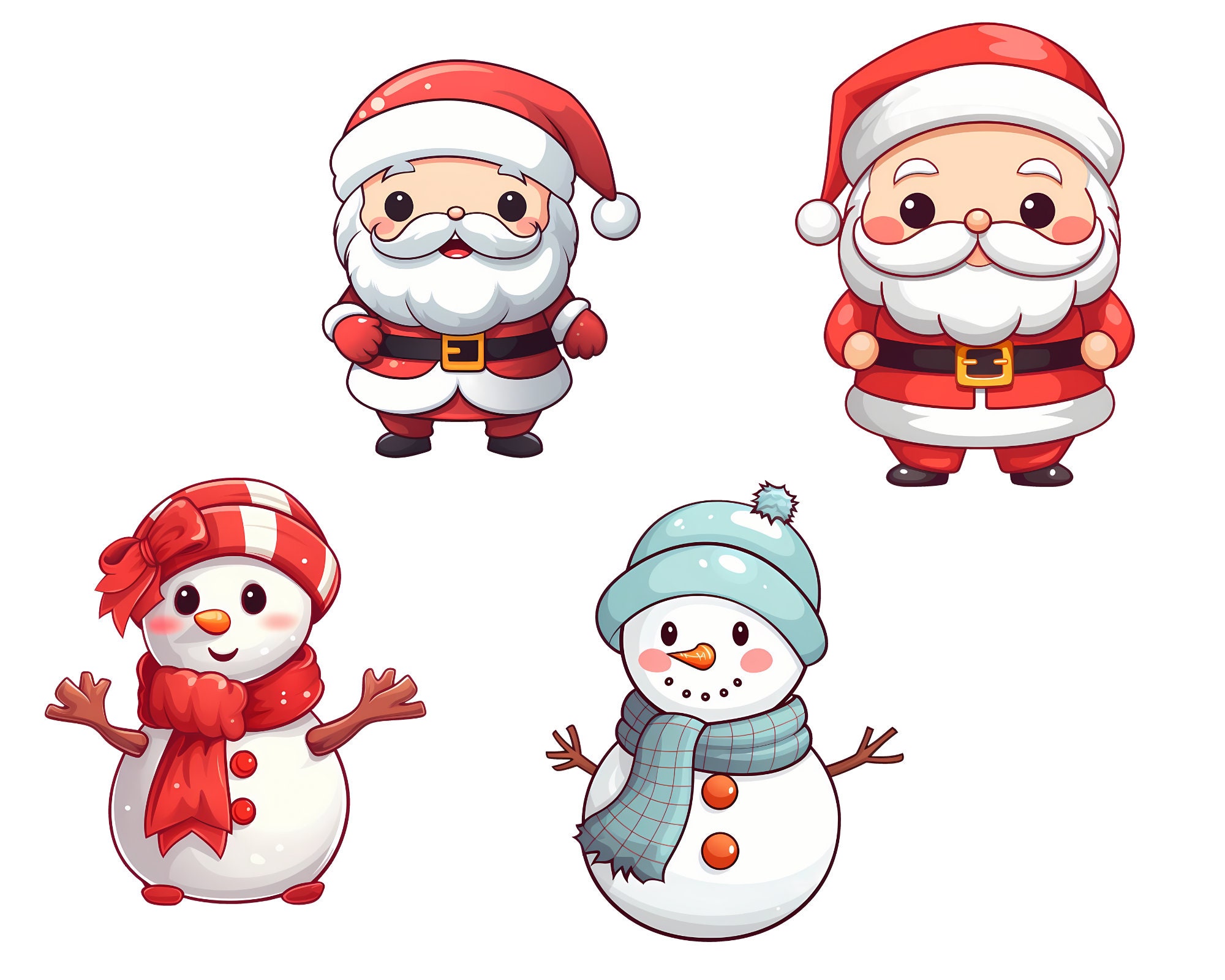 Kawaii Christmas Clipart Cute Christmas Chibi PNG Cards Christmas ...