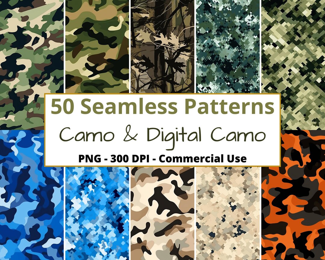 Camo and Digital Camo Digital Paper Camouflage Seamless Pattern Camo ...