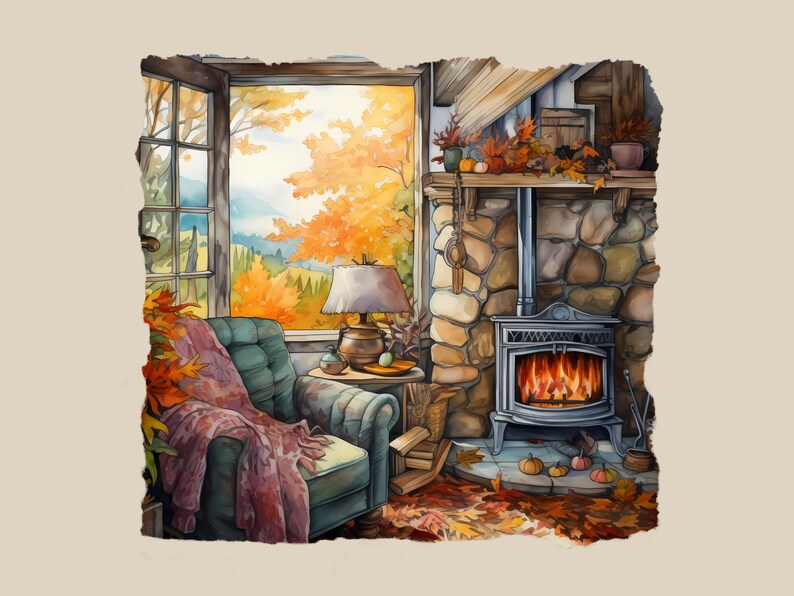 Cozy Fall Scenery Clipart, Autumn, Transparent Background PNG ...