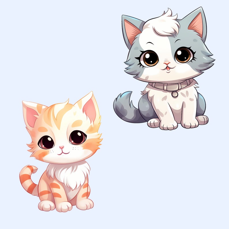 Cute Kittens Clipart Kawaii Cat PNG Kitten Sticker Cat Tshirt Kid T ...