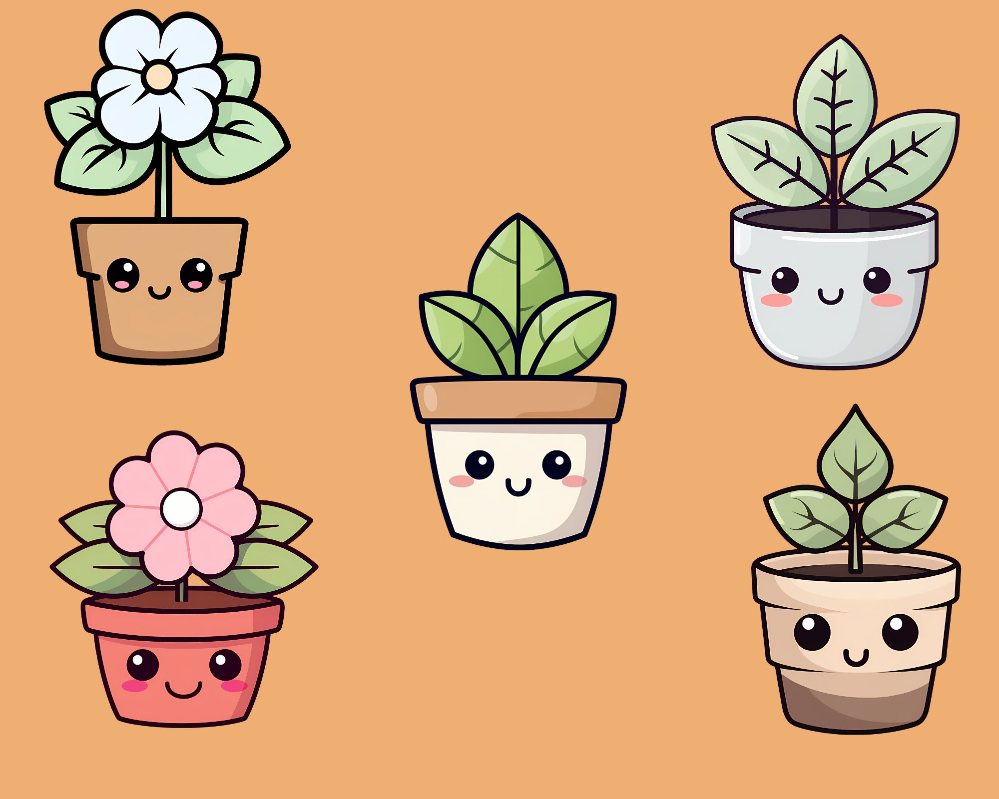 Plant Clipart Illustration Potted Plant Clipart Vase PNG Plant Kawaii ...