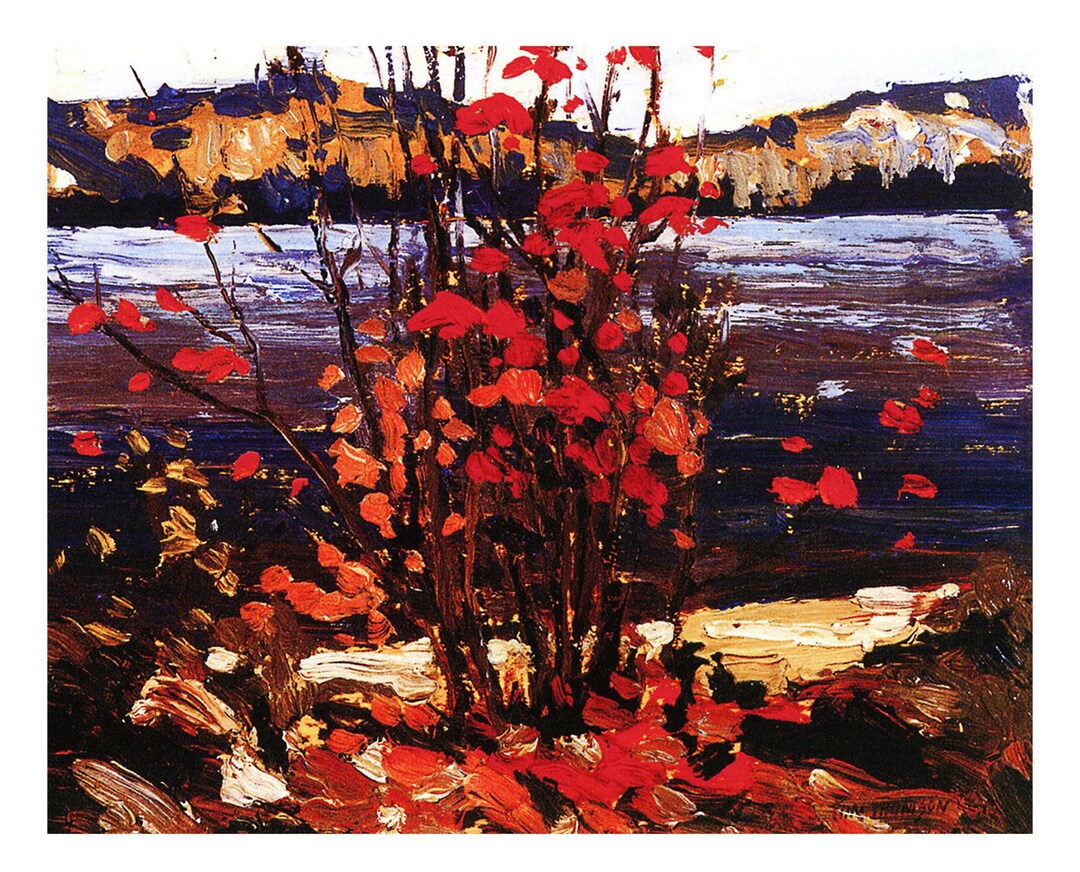 Lake and Red Tree by Tom Thomson, Group of Seven, Canvas, Custom Sizes ...