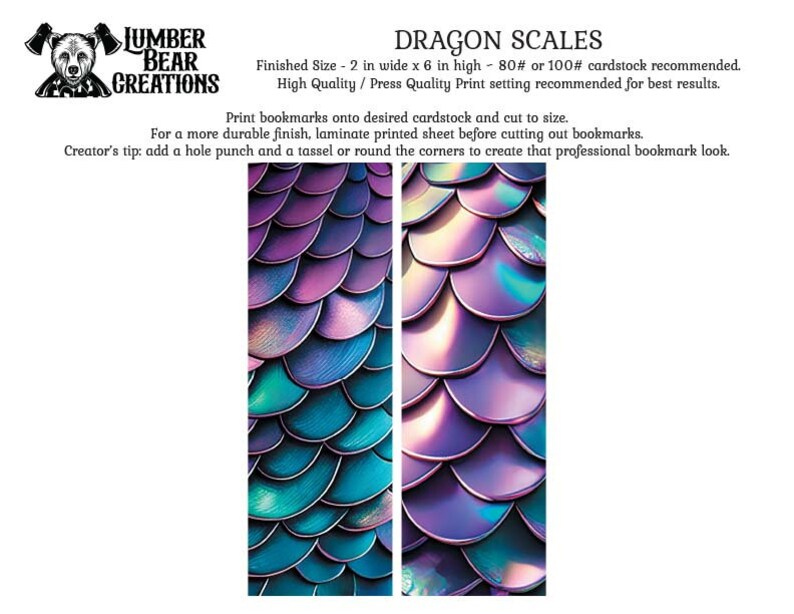 DIY Bookmarks - Dragon Scales Themed - Digital Download - Etsy