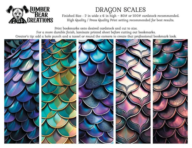 DIY Bookmarks - Dragon Scales Themed - Digital Download - Etsy