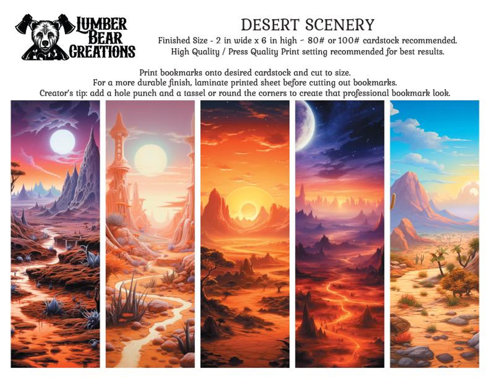 DIY Bookmarks - Desert Scenes - Digital Download - Etsy