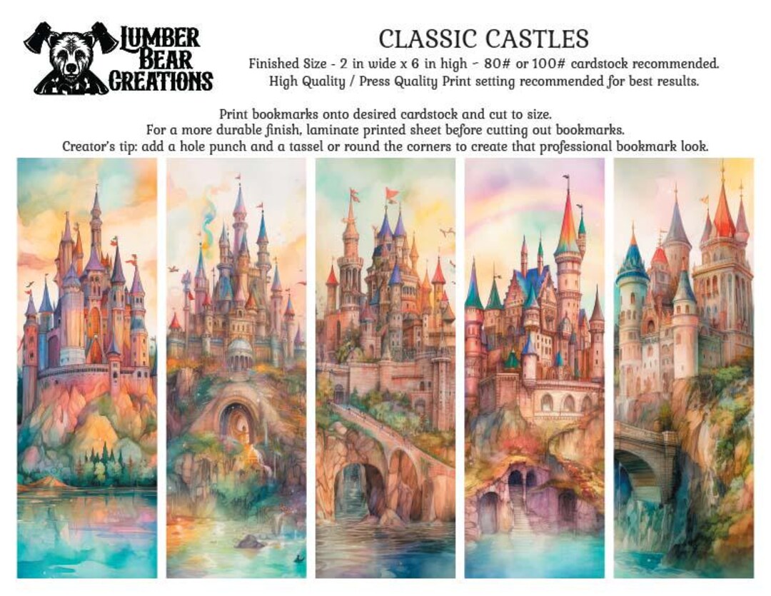 DIY Bookmarks - Classic Castles - Digital Download - Etsy