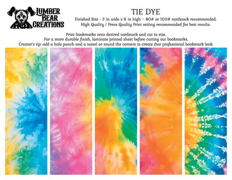 DIY Bookmarks - Tie Dye - Digital Download - Etsy