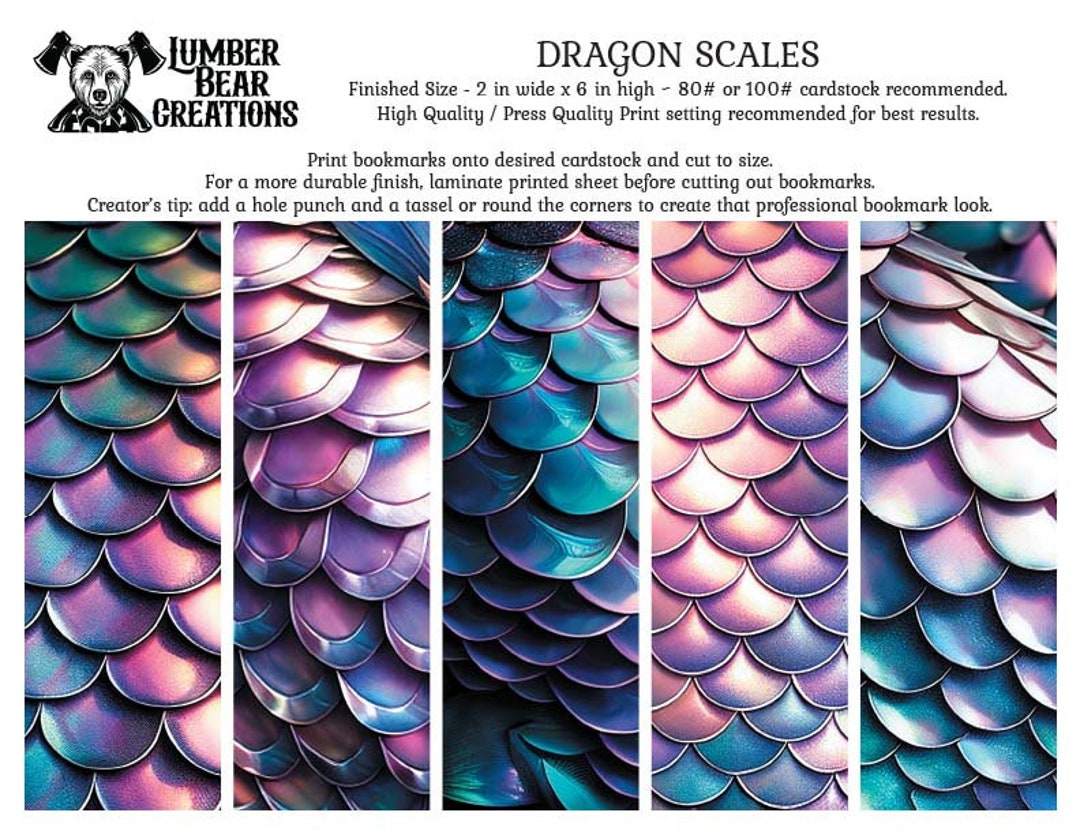 DIY Bookmarks - Dragon Scales Themed - Digital Download - Etsy