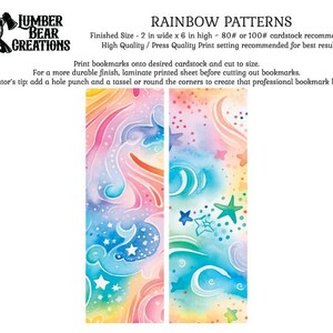 DIY Bookmarks Rainbow Patterns Digital Download - Etsy