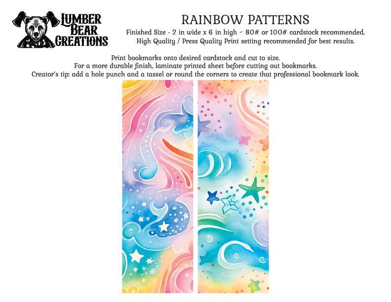 DIY Bookmarks Rainbow Patterns Digital Download - Etsy
