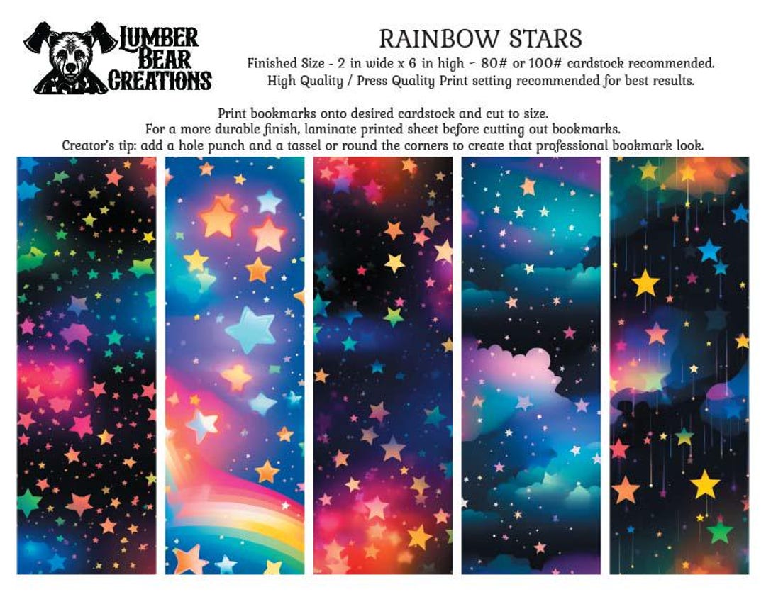 DIY Bookmarks - Rainbow Stars - Digital Download - Etsy
