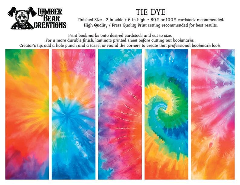 DIY Bookmarks - Tie Dye - Digital Download - Etsy