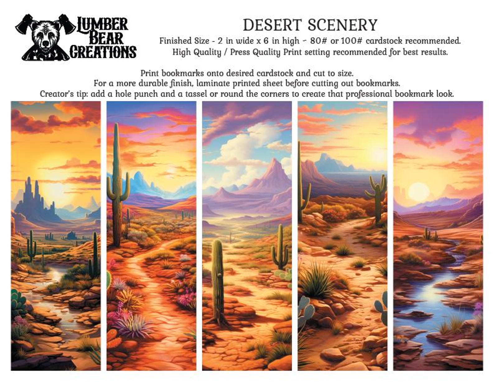 DIY Bookmarks - Desert Scenes - Digital Download - Etsy