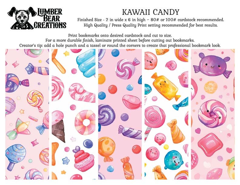 DIY Bookmarks - Kawaii Candy Patterns - Digital Download - Etsy