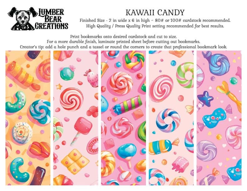 DIY Bookmarks - Kawaii Candy Patterns - Digital Download - Etsy
