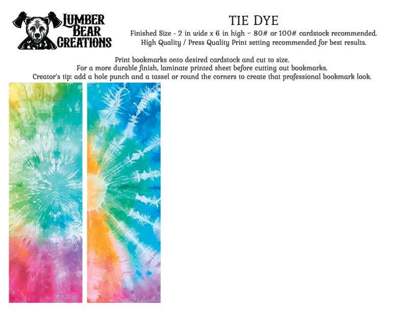 DIY Bookmarks - Tie Dye - Digital Download - Etsy