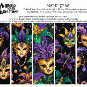 DIY Bookmarks Mardi Gras Themed Digital Download - Etsy