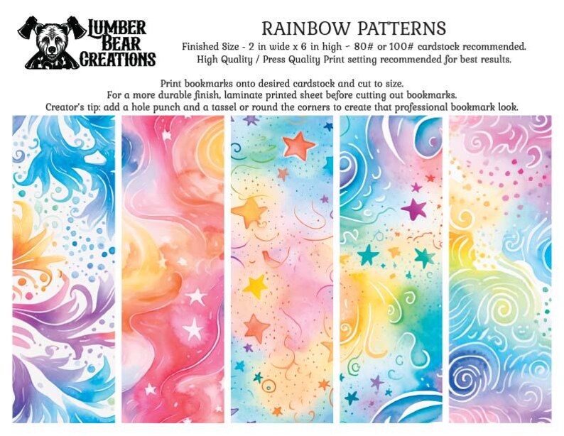 DIY Bookmarks - Rainbow Patterns - Digital Download - Etsy