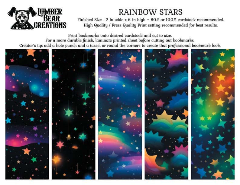DIY Bookmarks - Rainbow Stars - Digital Download - Etsy