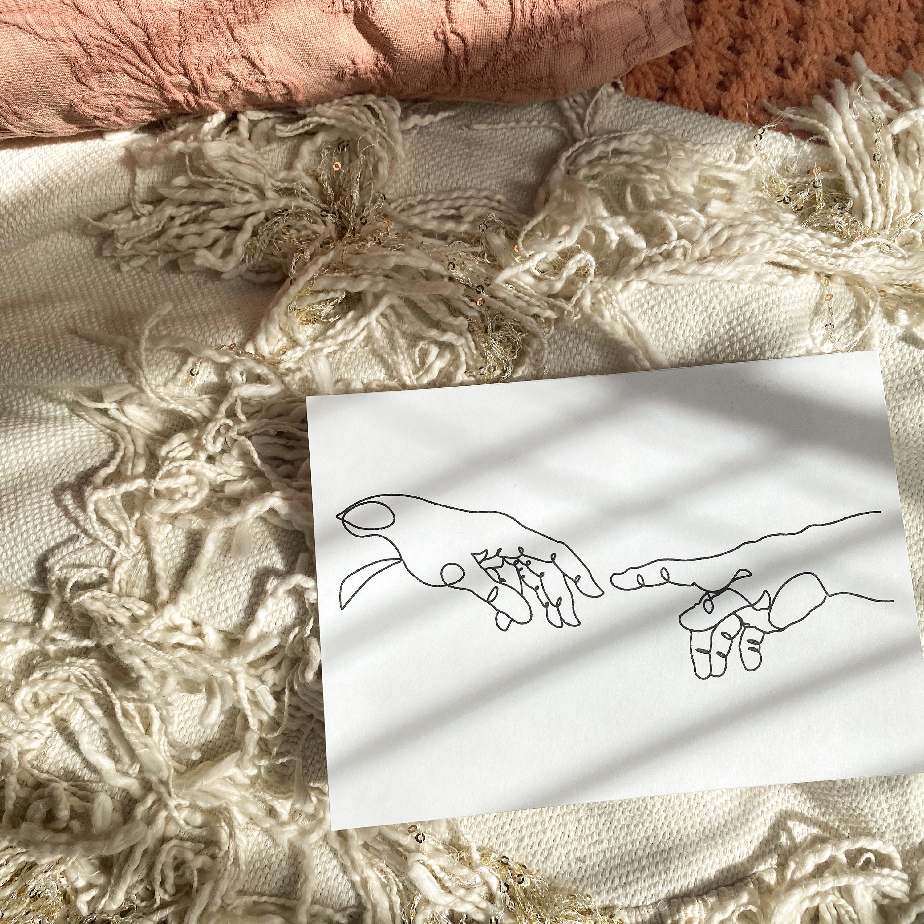 Creation of Adam Line Art Cardstock Print | Religious Art | Christian ...