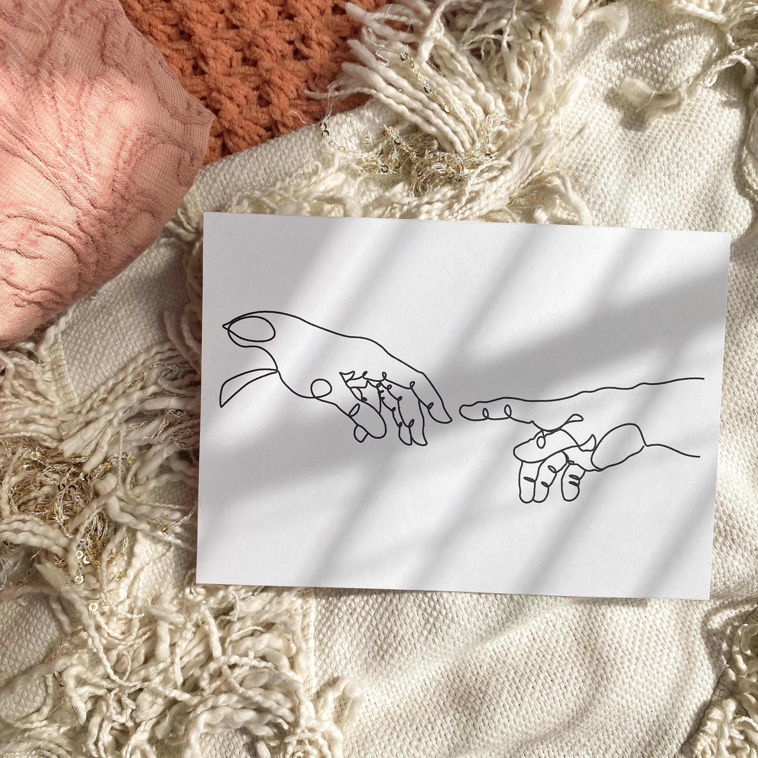 Creation of Adam Line Art Cardstock Print Religious Art - Etsy