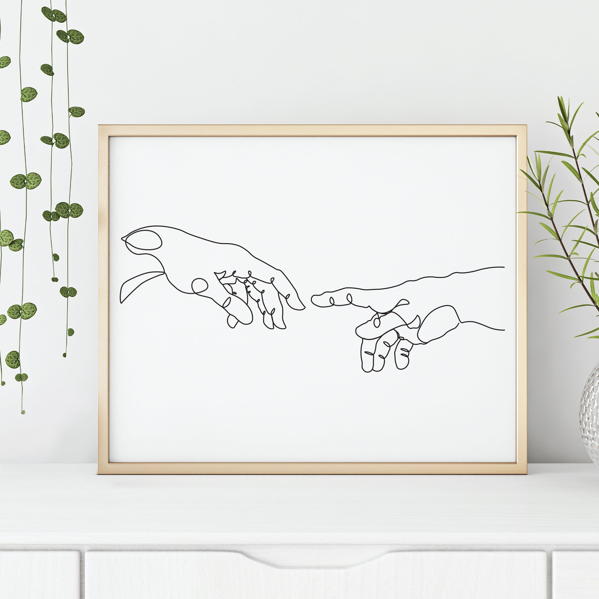 Line Art Hands | Creation of Adam | Minimalist Line Art | Minimalist ...