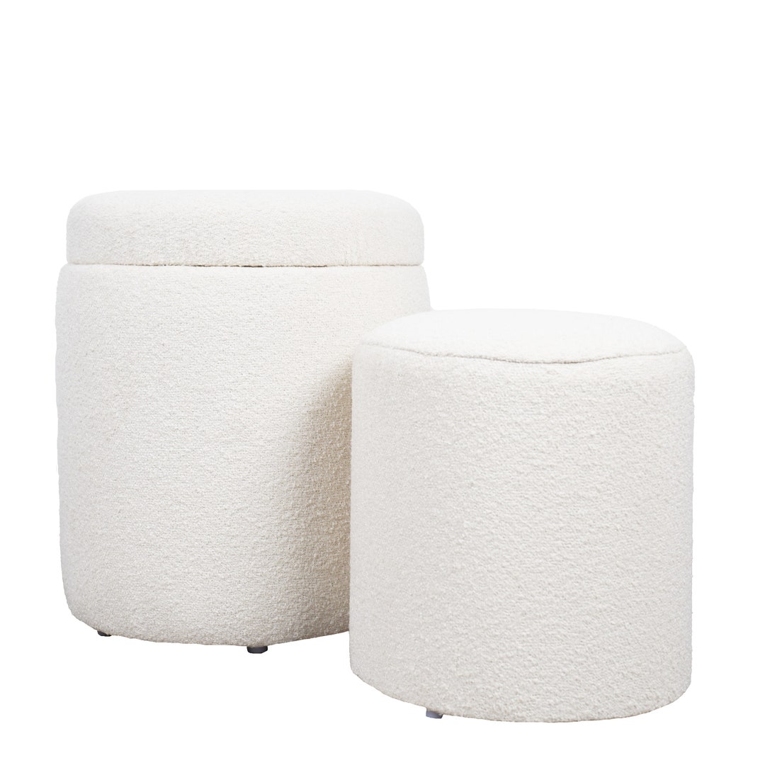 Coral Upholstered Storage Pouf Set (2 Pieces) - Etsy