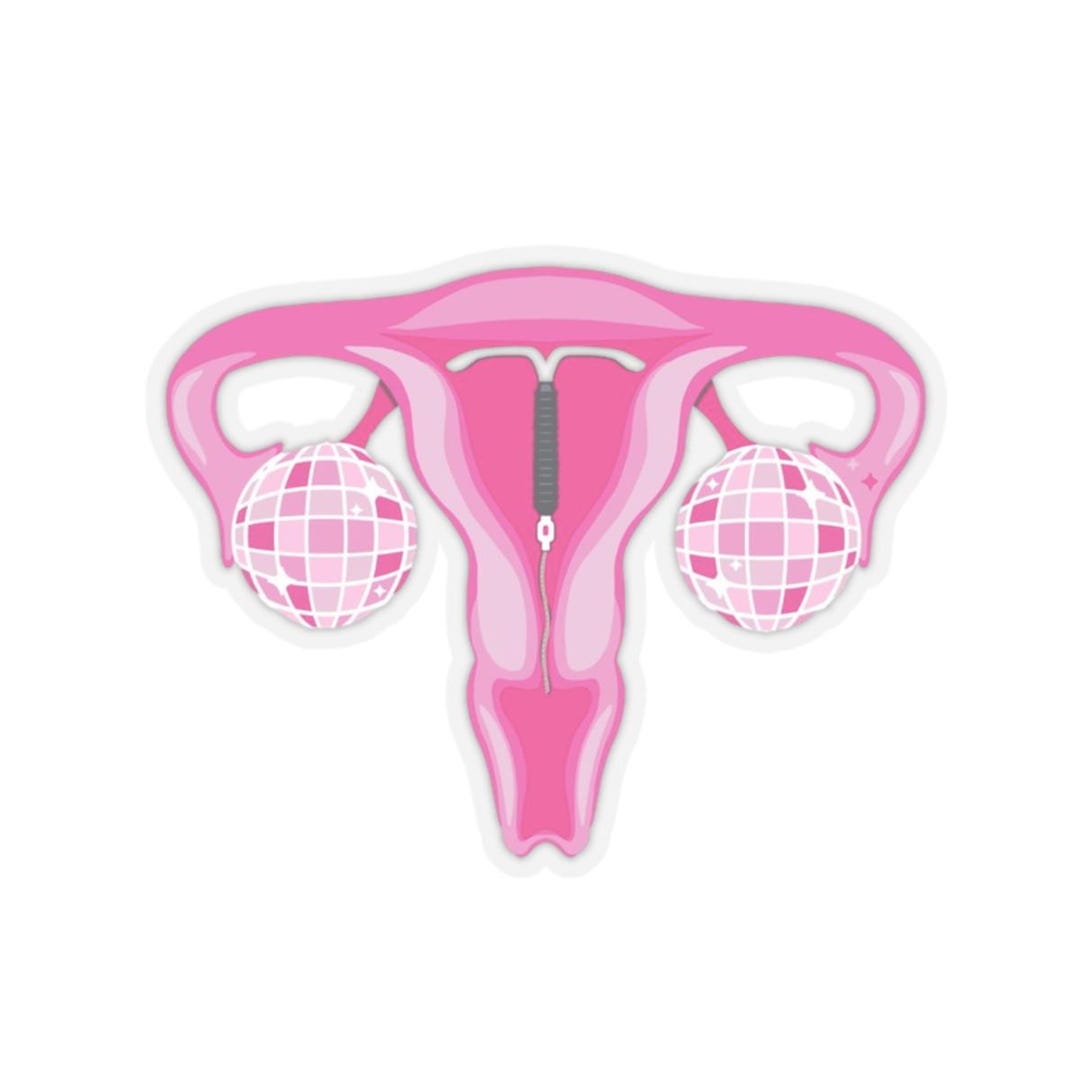 Feminist IUD Disco Ball Ovaries Kiss-cut Sticker, Birth Control Sticker ...