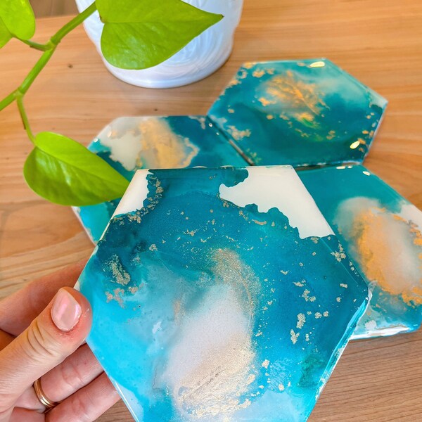 Alcohol Ink Coaster - Etsy