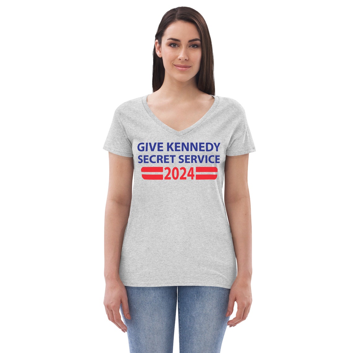 Womens Eco-friendly Give Kennedy Secret Service V-neck T-shirt, Kennedy ...