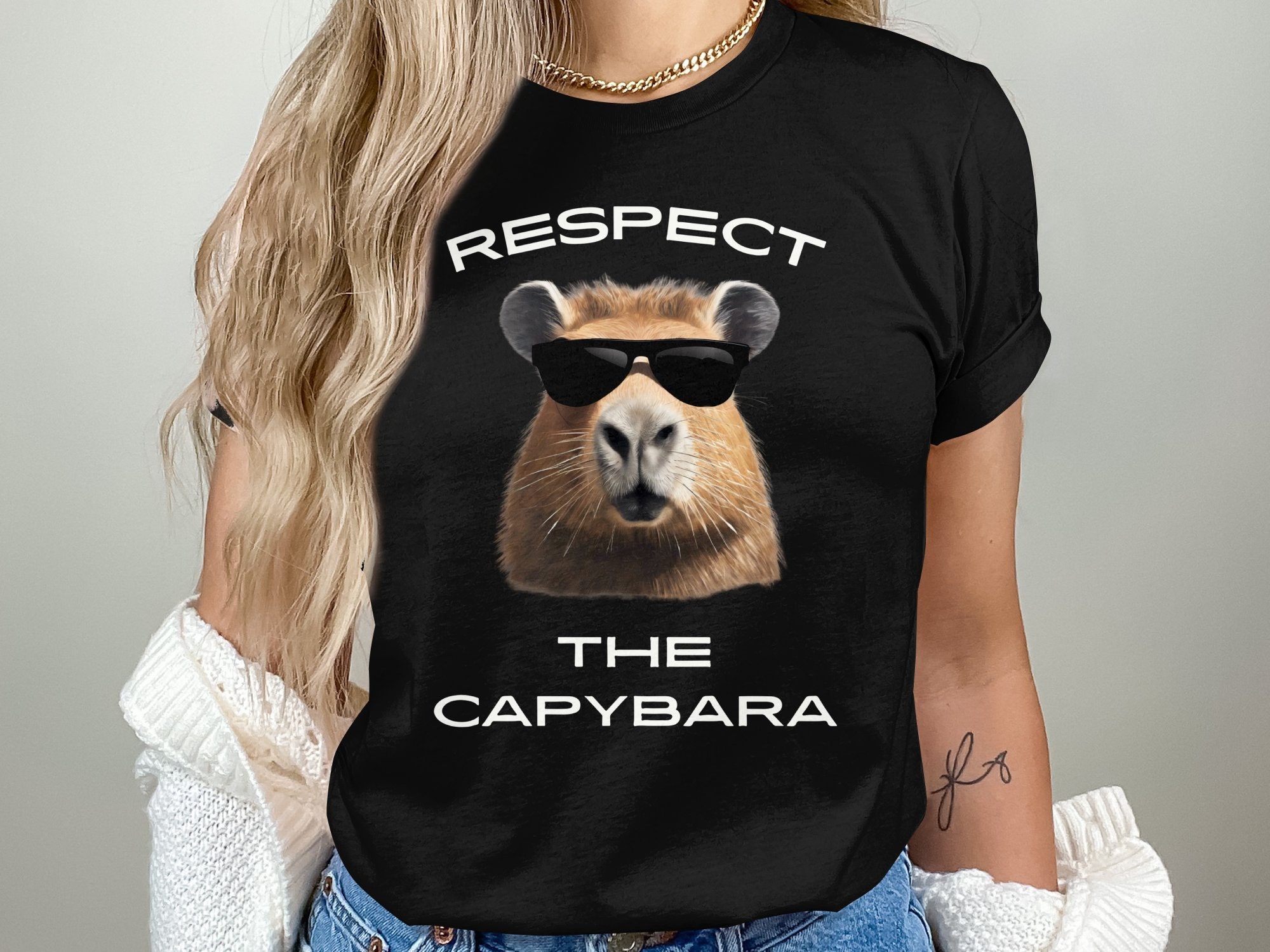 Cool Capybara Sunglasses T-shirt, Respect the Capybara Tee, Animal ...