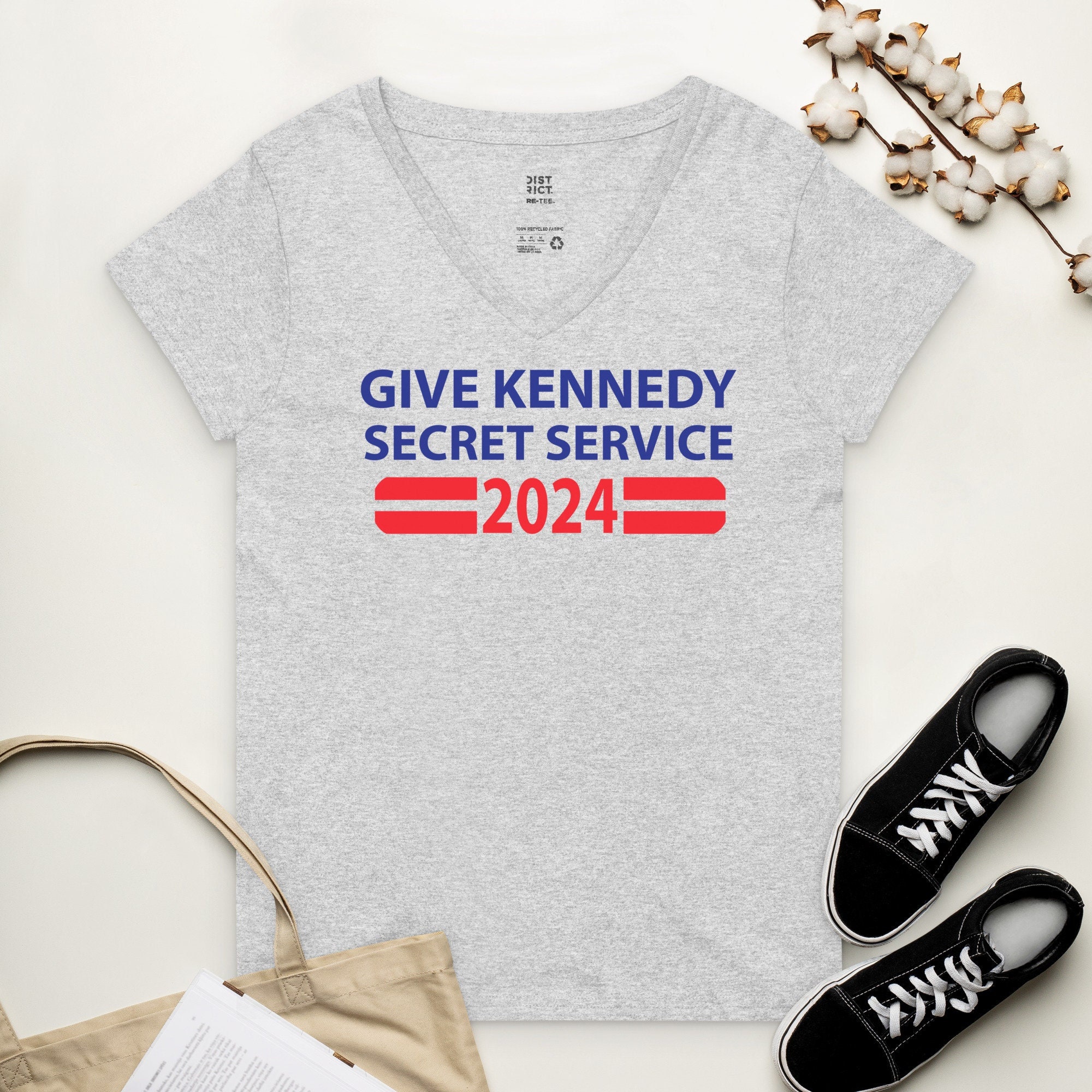 Womens Eco-friendly Give Kennedy Secret Service V-neck T-shirt, Kennedy ...