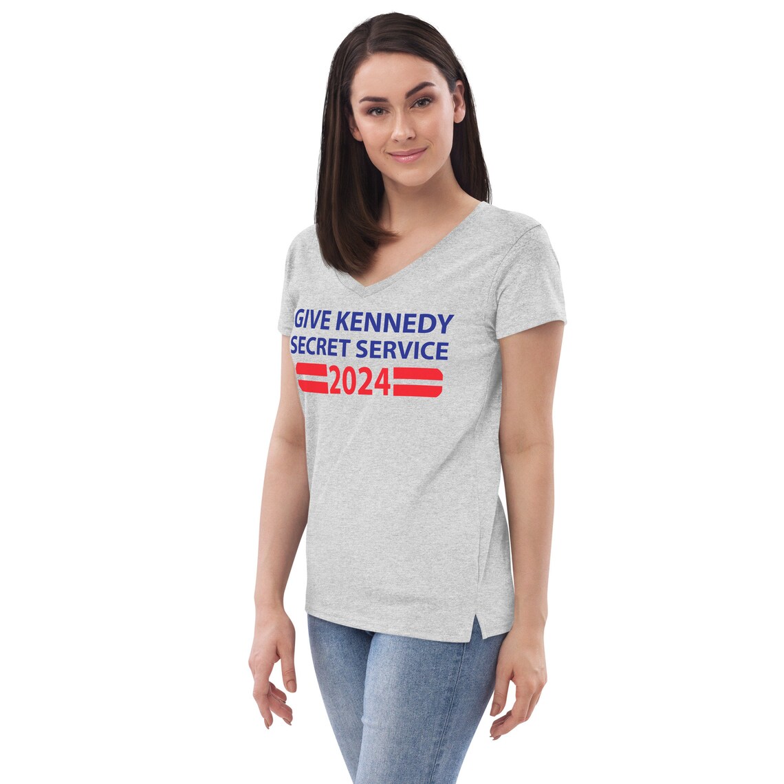 Womens Eco-friendly Give Kennedy Secret Service V-neck T-shirt, Kennedy ...