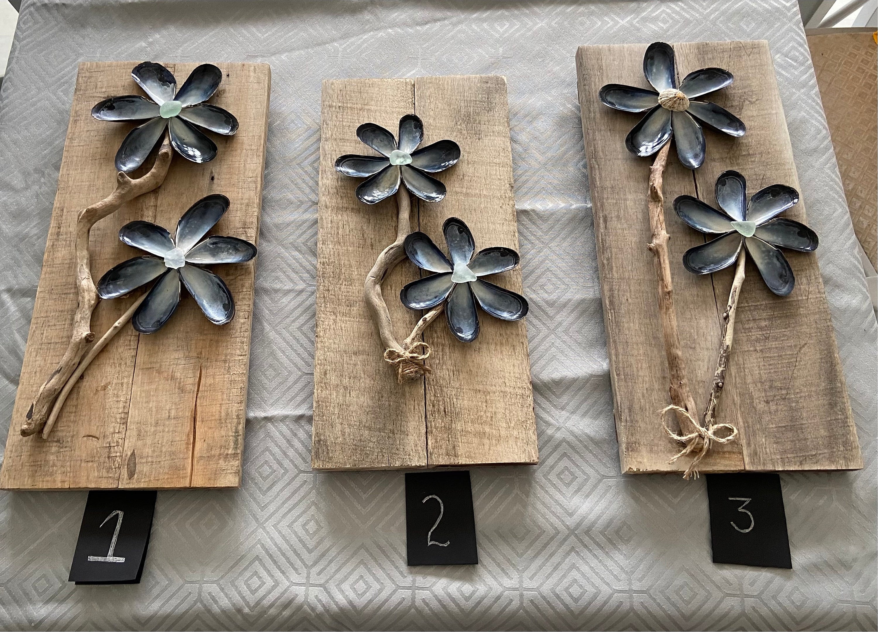 Bespoke Double Flower Shell Flower Plaque - Etsy