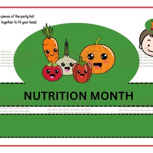 Printable Nutrition Month Hats for Kids | Healthy Food Crown Craft ...