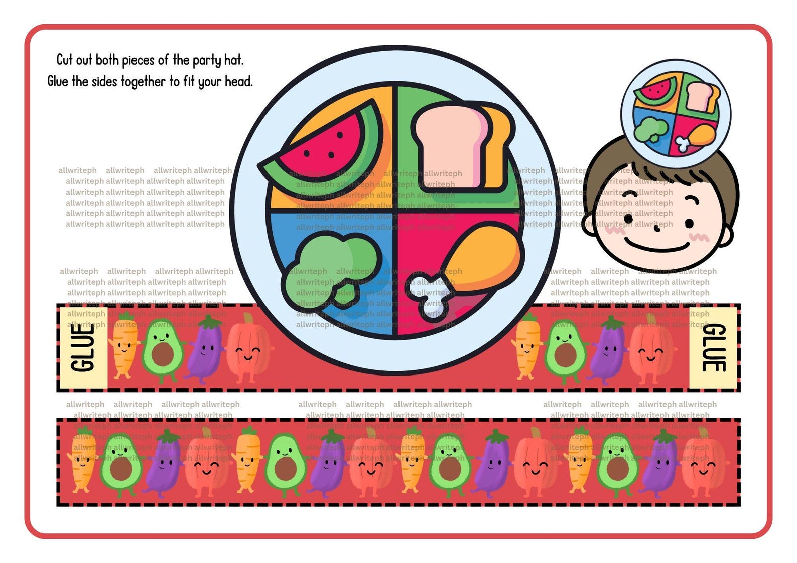 Printable Nutrition Month Hats for Kids | Healthy Food Crown Craft ...