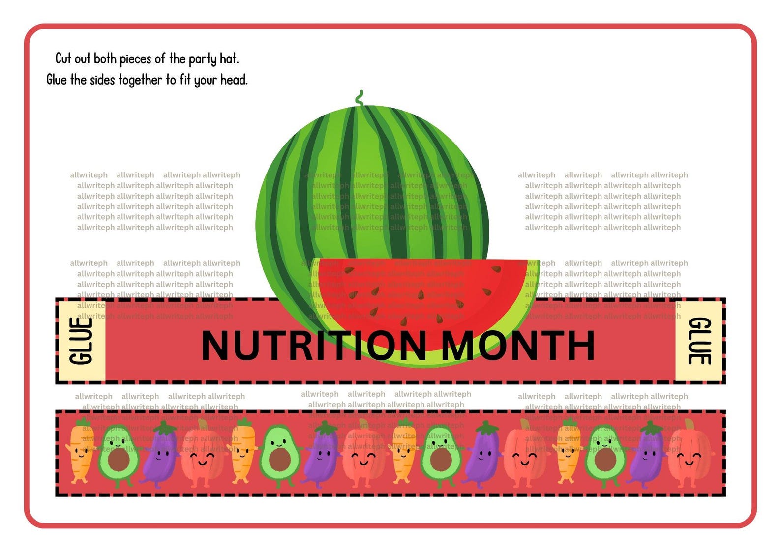 Printable Nutrition Month Hats for Kids | Healthy Food Crown Craft ...