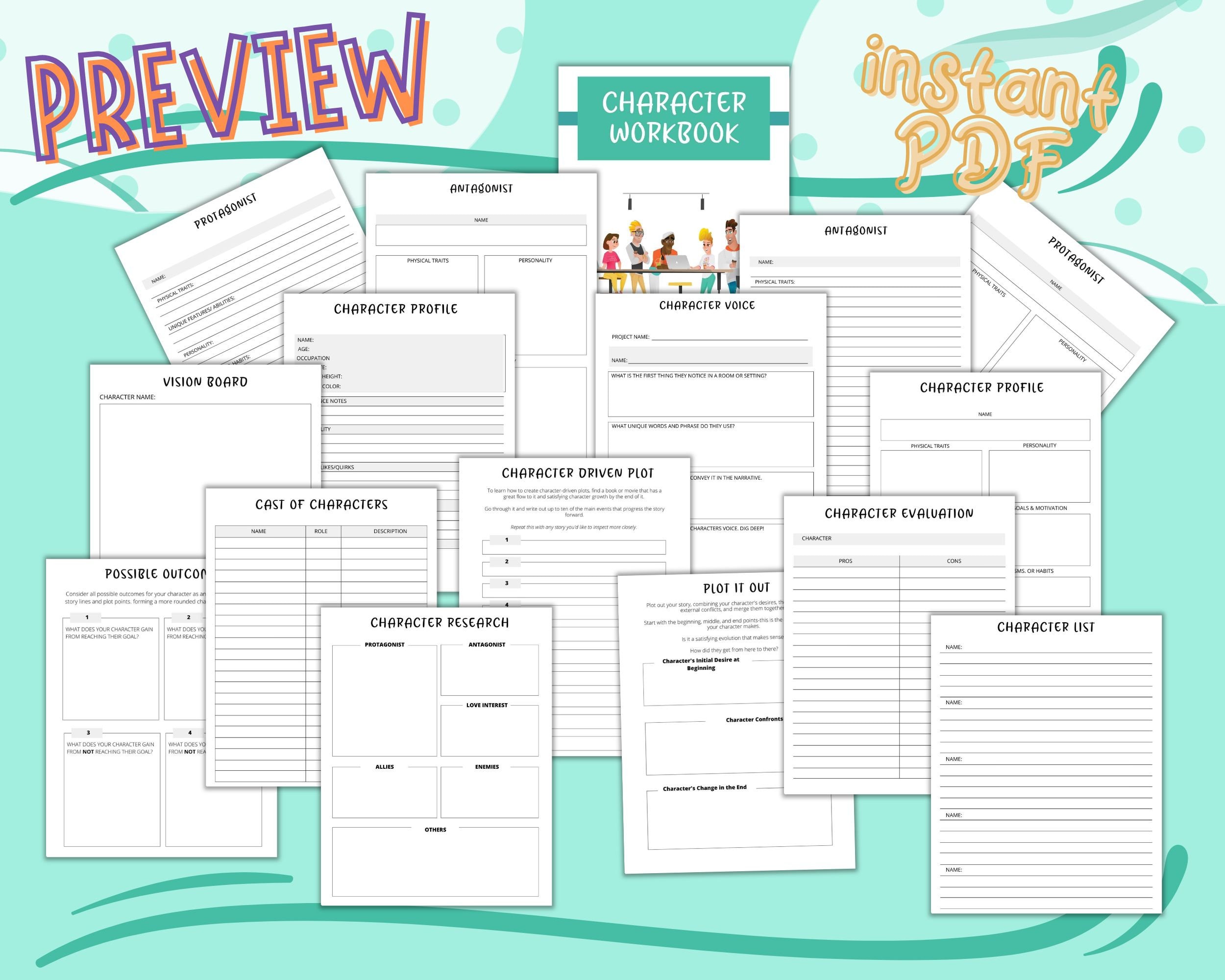 Character Workbook | Character Profile and Worksheets | Writing Guide ...